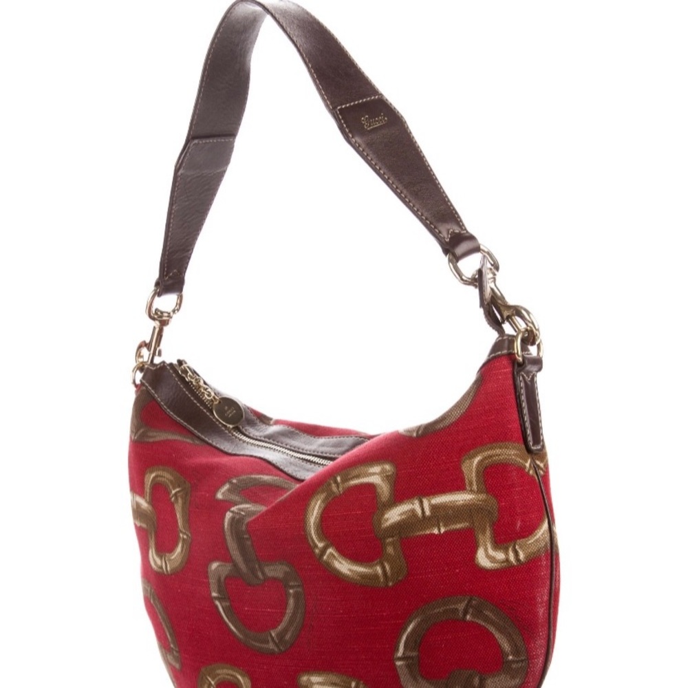 Gucci Red Bamboo Horsebit Hobo Bag - Gem